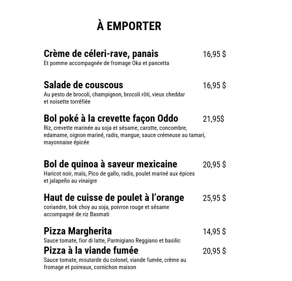 Menu à emporter - Maison ODDO | Pâtisserie | Viennoiserie | Cuisine ...