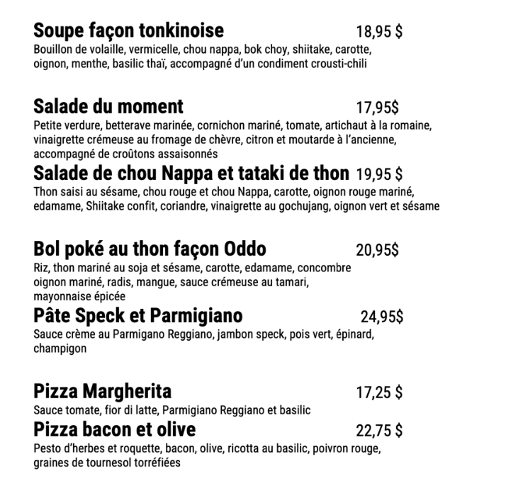 Menu à emporter - Maison ODDO | Pâtisserie | Viennoiserie | Cuisine ...