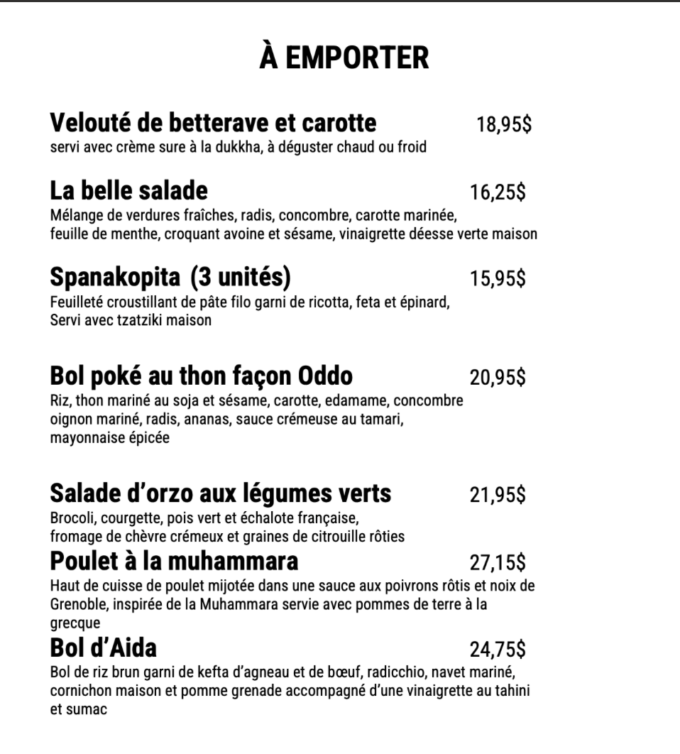 Menu à emporter - Maison ODDO | Pâtisserie | Viennoiserie | Cuisine ...